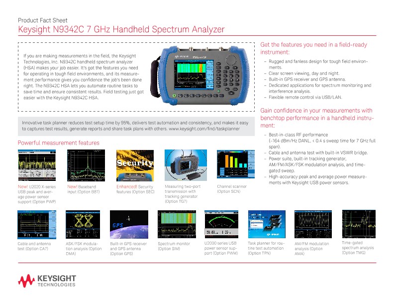 N9342C 7 GHz Handheld Spectrum Analyzer PDF Asset Page | Keysight